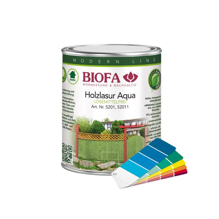 Holzlasur Aqua farbig lösemittelfrei, 52011, 1 Liter