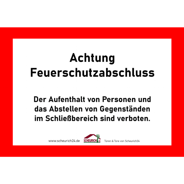 Aufkleber Achtung Feuerschutzabschluss